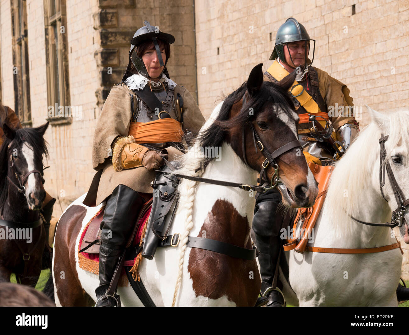 Actors perform wearing Stuart era, the 17th century, (reign of king ...