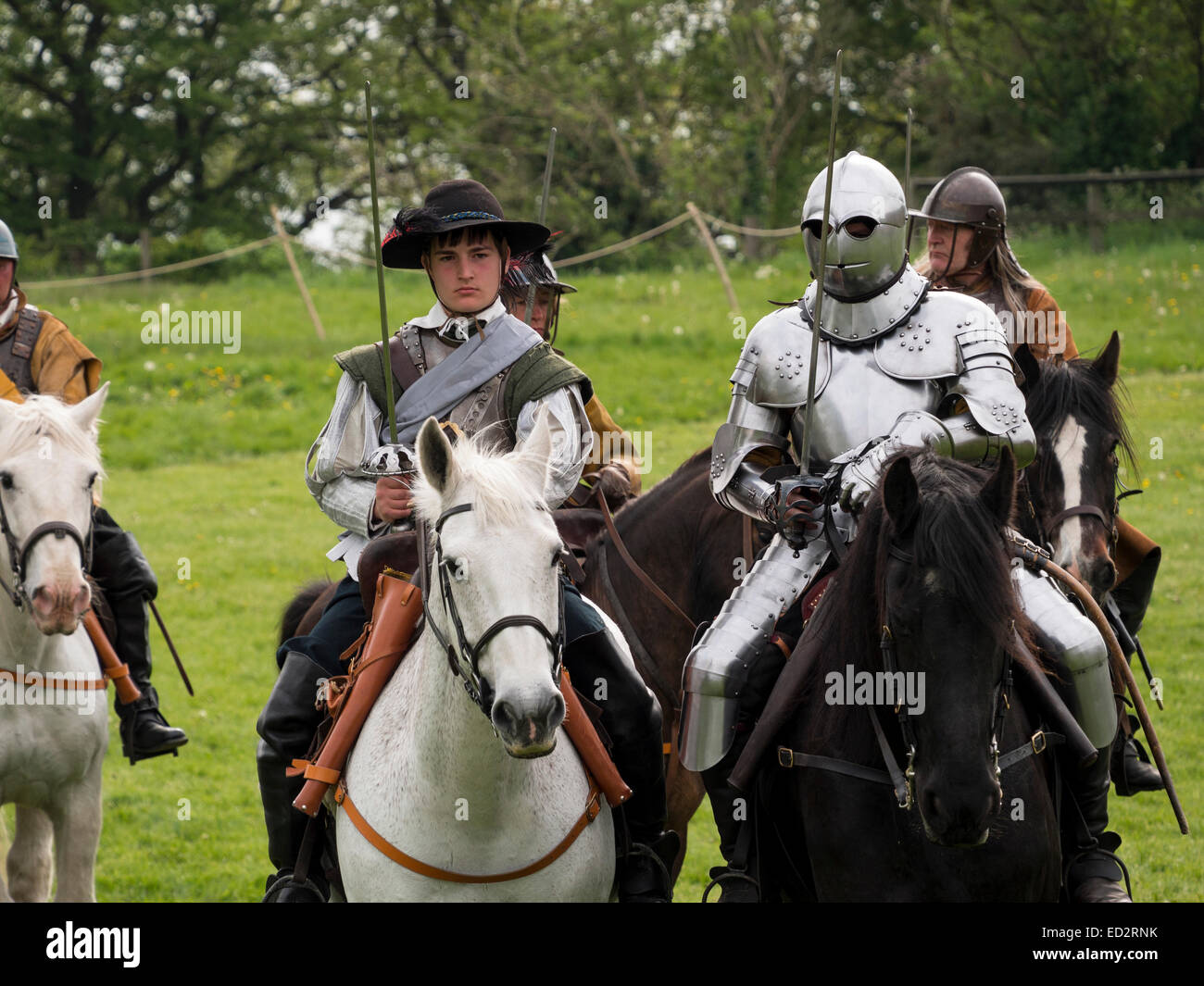 Actors perform wearing Stuart era, the 17th century, (reign of king ...