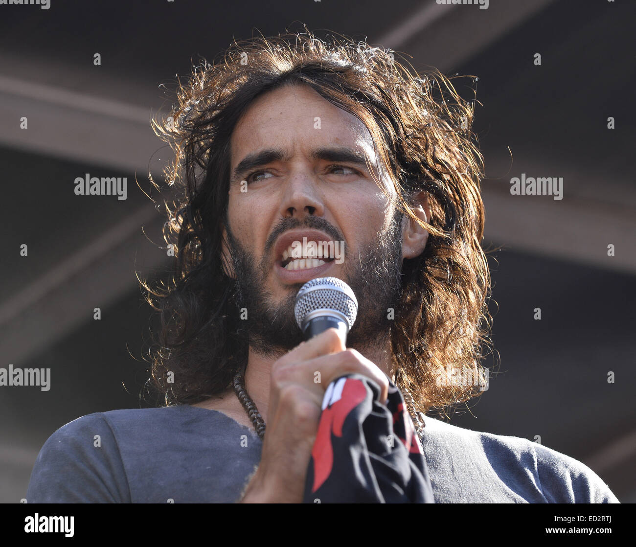 Russell Brand gives a speech in Parliament Square for the People's ...