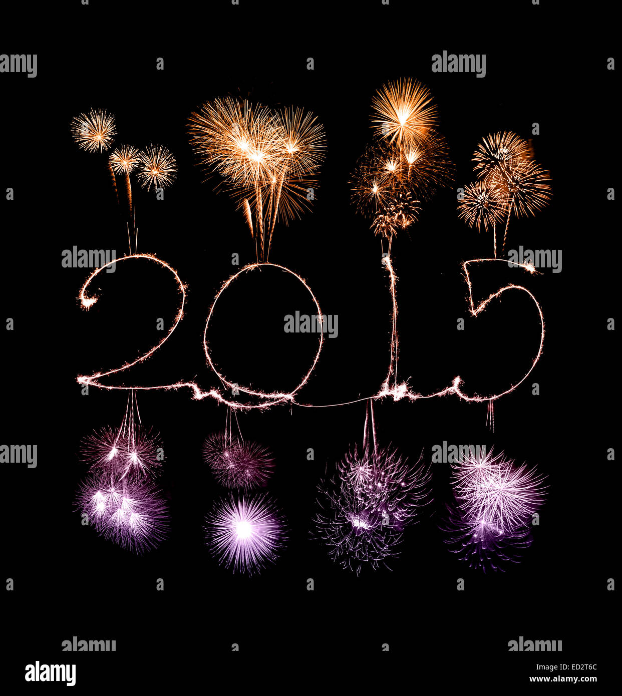 Happy New Year - 2015 made a sparkler with fireworks Stock Photo - Alamy