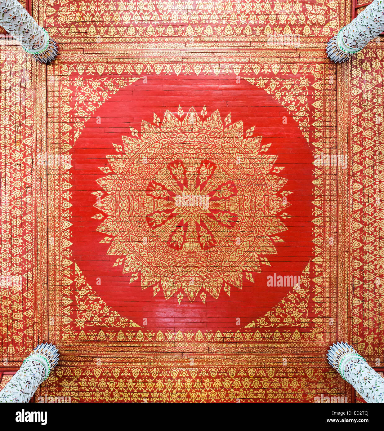 Traditional Thai ceiling on the top of Thai temple Stock Photo - Alamy