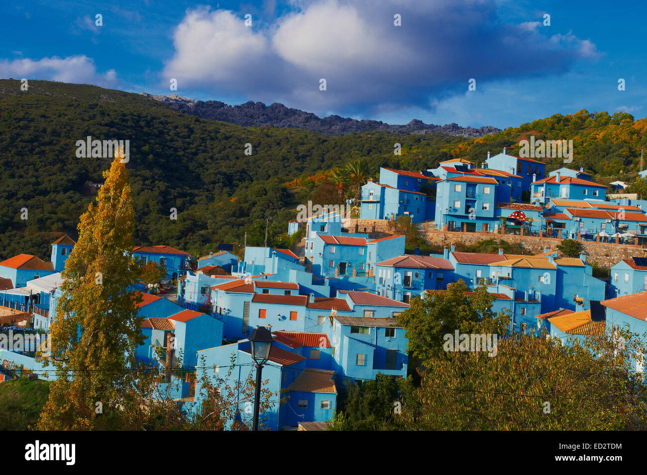 Juzcar, Genal Valley, Genal river valley, Serrania de Ronda. Smurfs ...