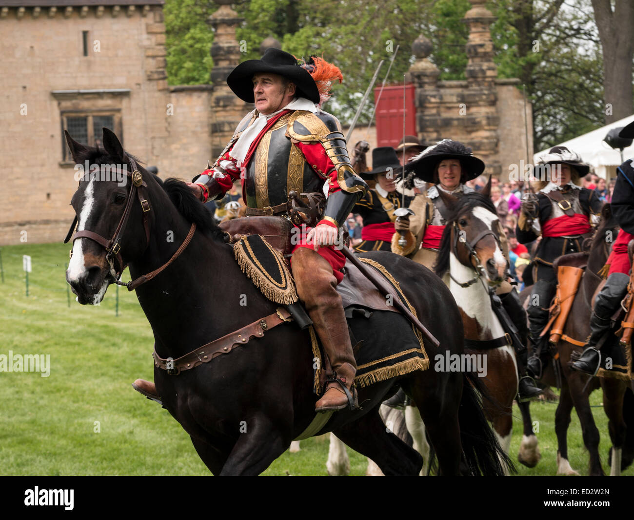 Actors perform wearing Stuart era, the 17th century, (reign of king ...