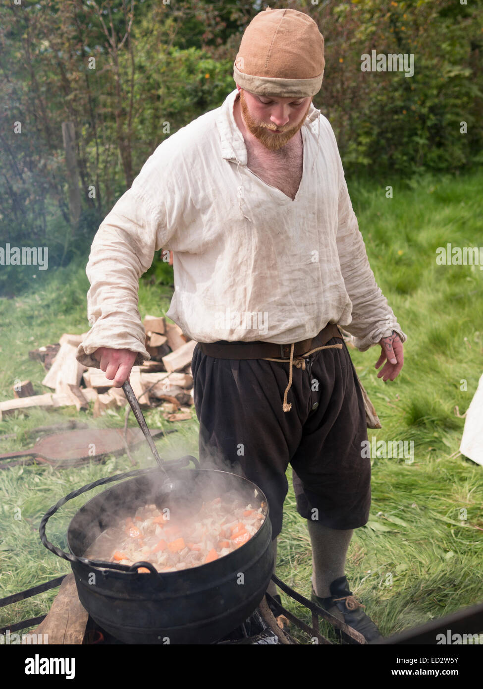 Actors perform wearing Stuart era, the 17th century, (reign of king ...