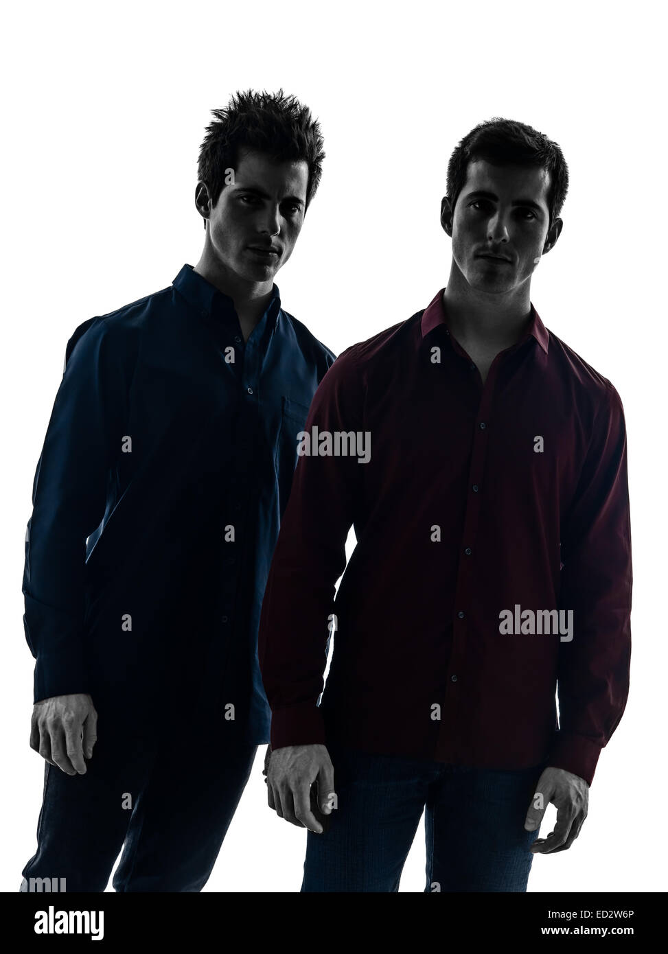 Portrait two brothers standing back hi-res stock photography and images ...
