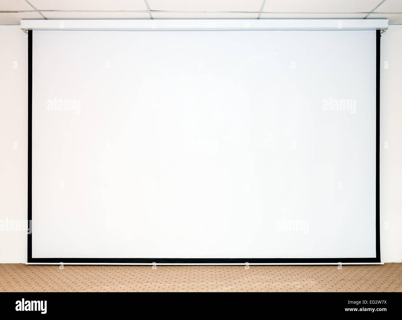 Large white screen for presentation on the stage Stock Photo - Alamy