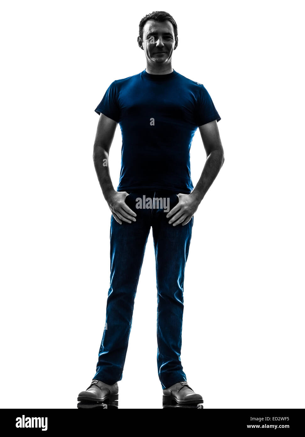 one man standing in silhouette on white background Stock Photo - Alamy