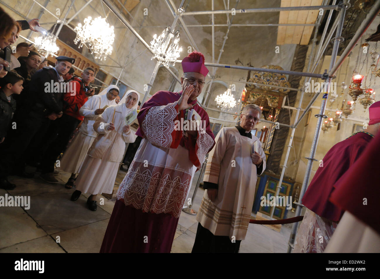 Bethlehem, West Bank. 24th Dec, 2014. The Latin Patriarch of Jerusalem ...