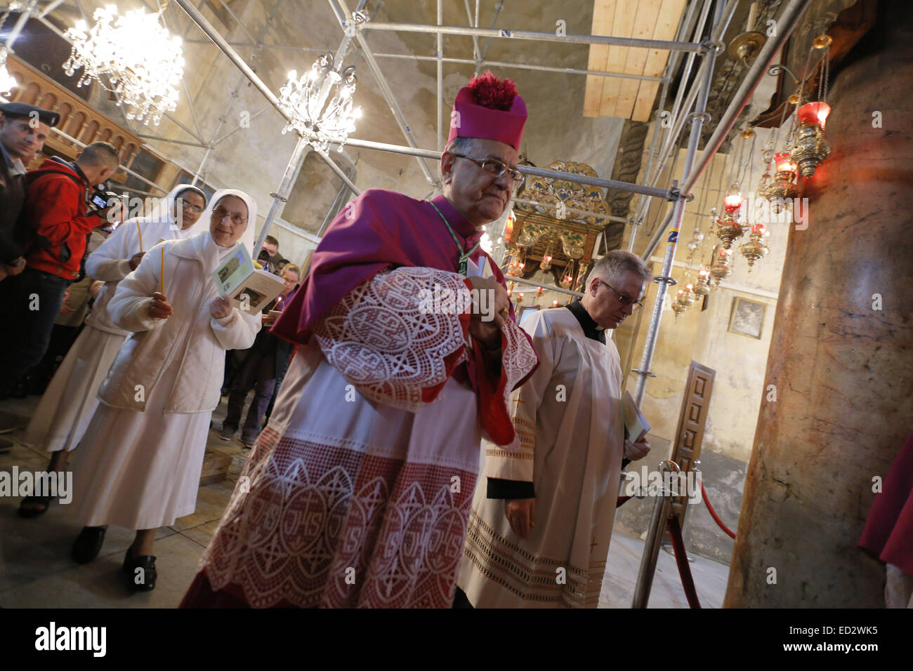 Bethlehem, West Bank. 24th Dec, 2014. The Latin Patriarch of Jerusalem ...