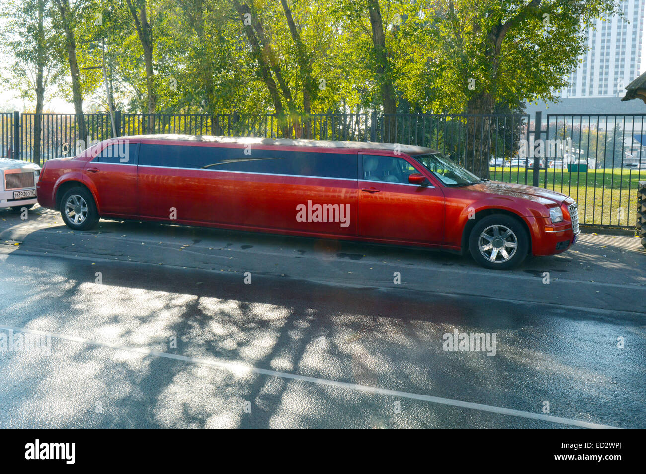 Large red limousine Stock Photo - Alamy