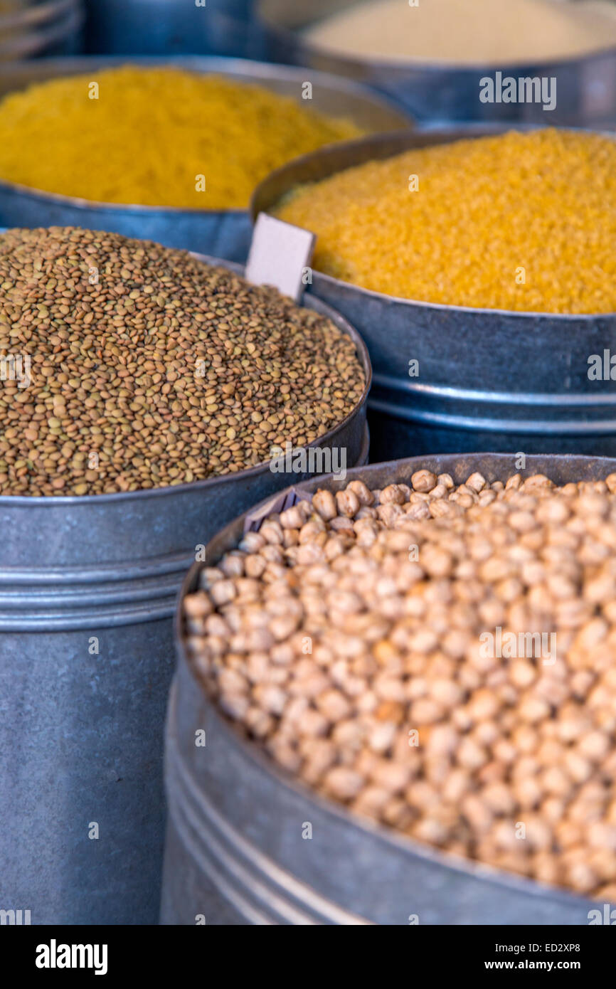 Grains on the market in Marrakech, Morocco Stock Photo - Alamy