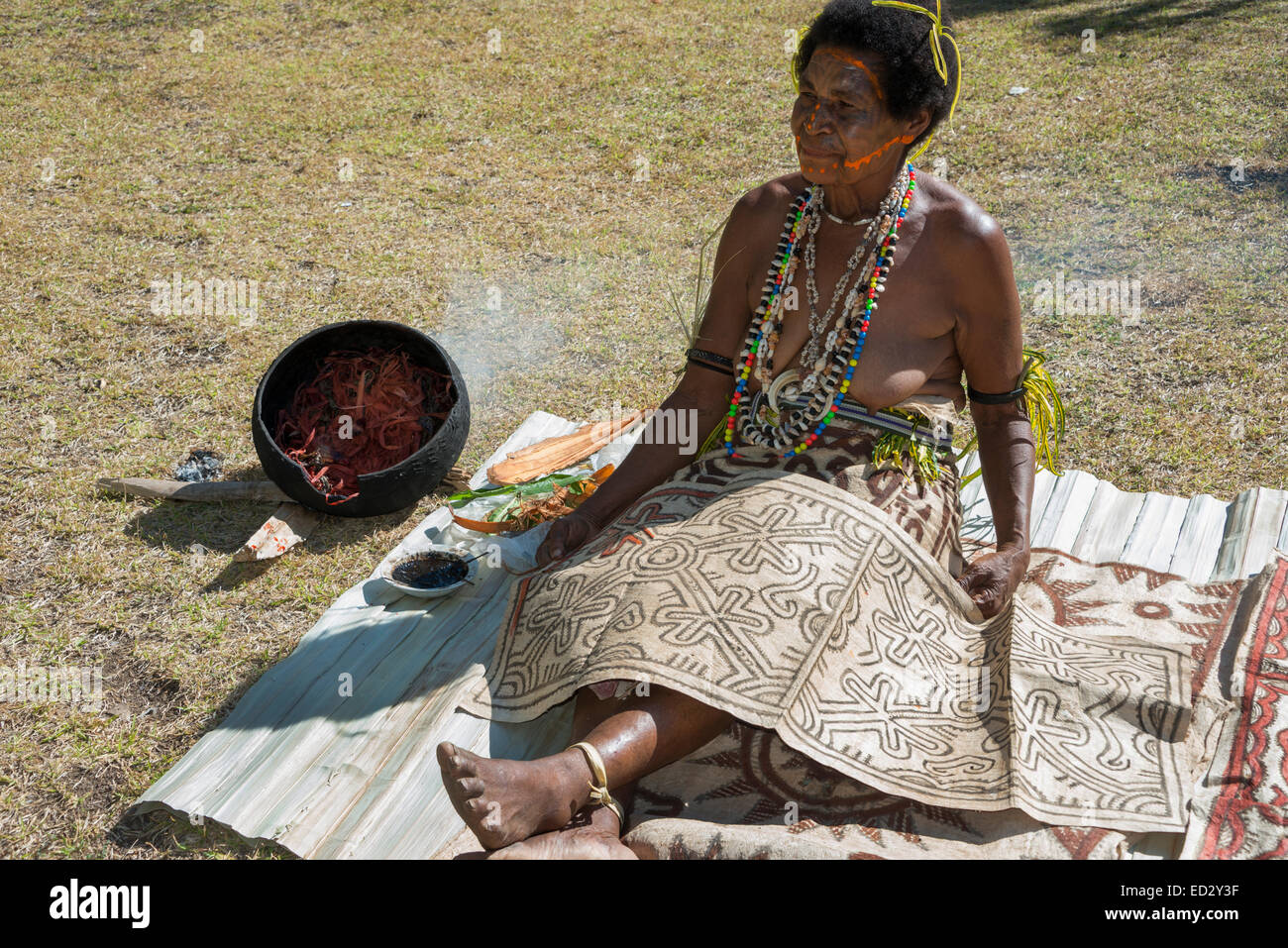 Papua New Guinea, Tufi. Traditional handmade tapa cloth, made from the ...