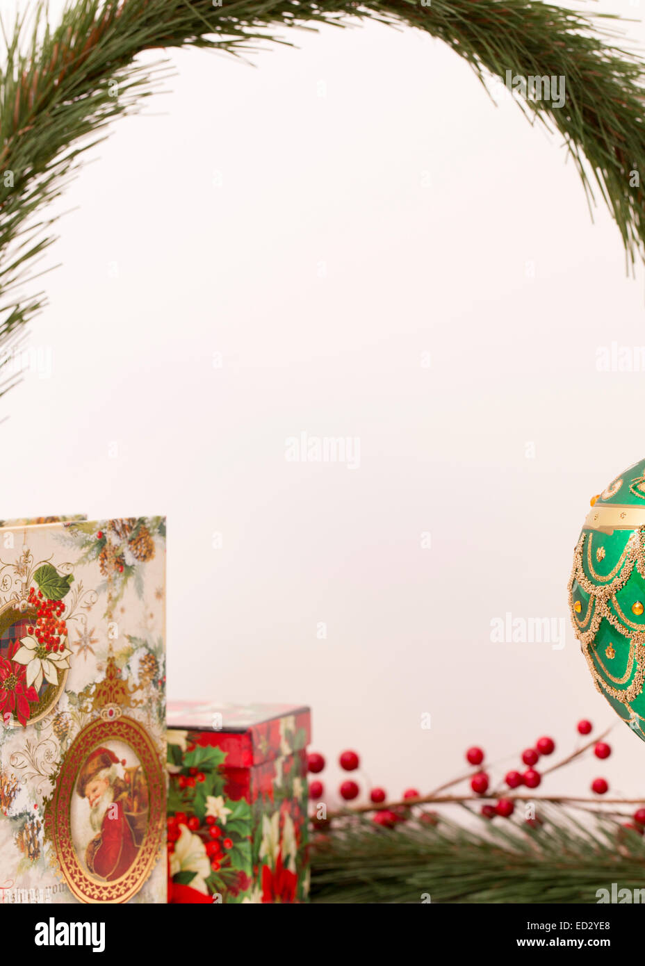 A holiday arrangement of various festive items Stock Photo - Alamy