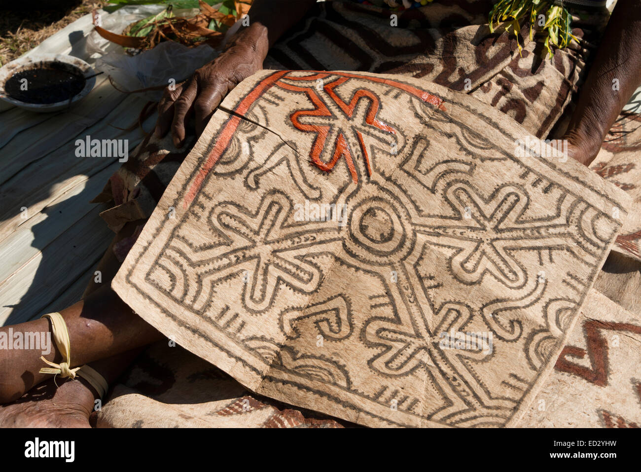 Papua New Guinea, Tufi. Traditional handmade tapa cloth, made from the ...