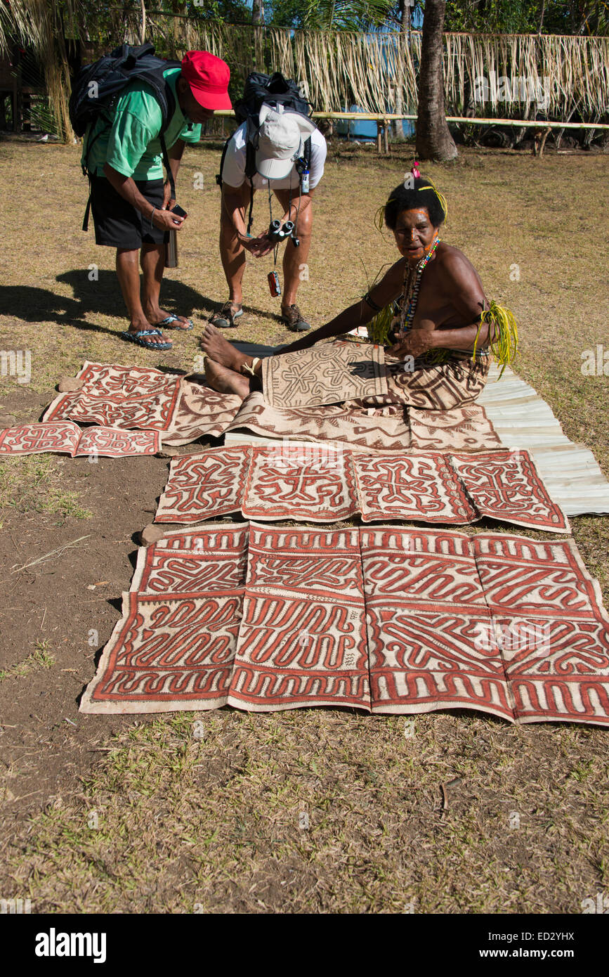 Papua New Guinea, Tufi. Traditional handmade tapa cloth, made from the ...