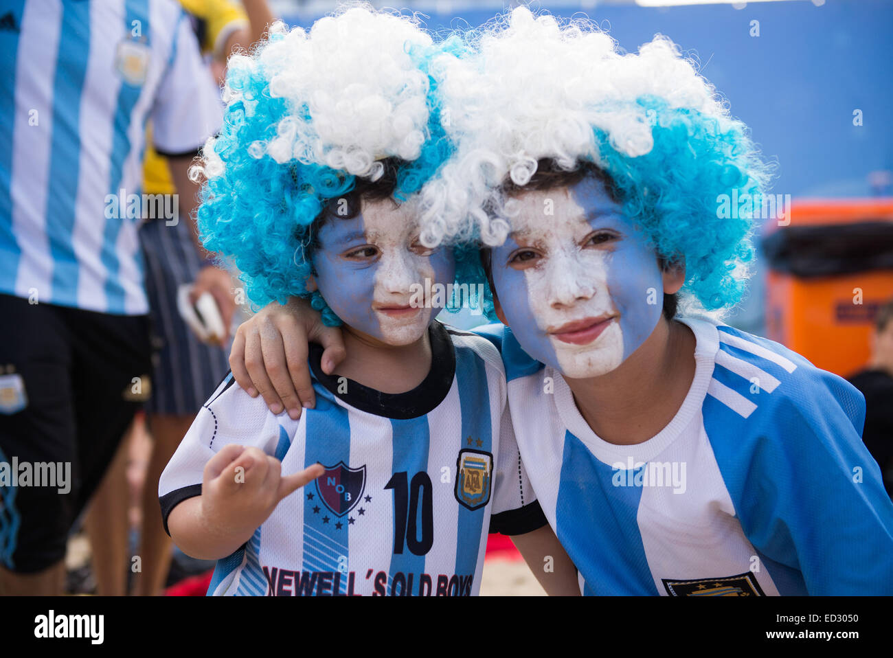 Fans at FIFA Fan Fest Rio de Janeiro watch the televised Group F match ...
