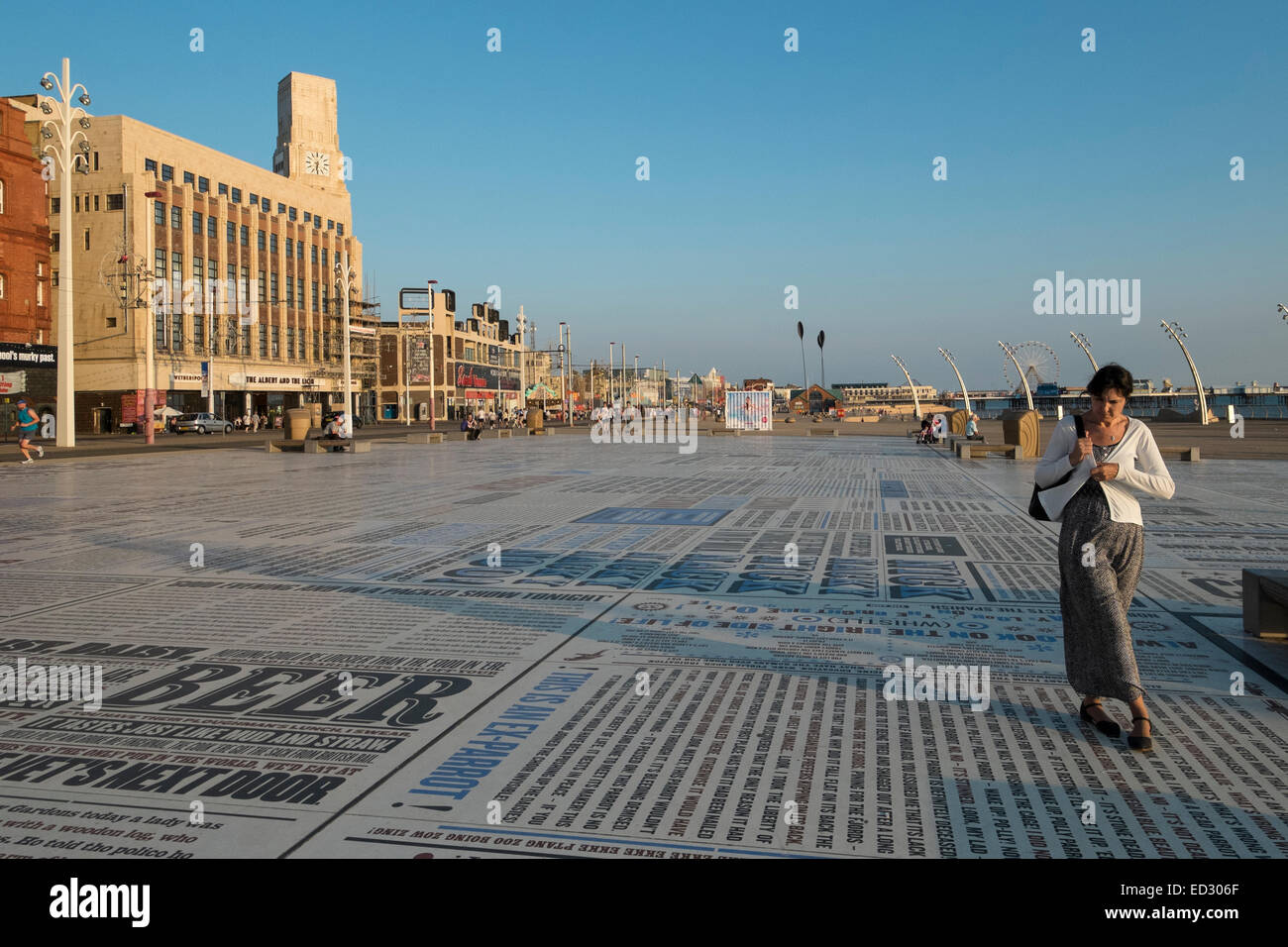 Blackpool Lancashire: Woman looking at the Comedy Carpet on Blackpool's ...