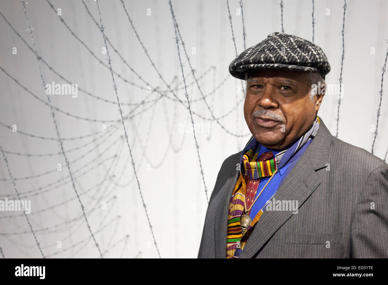 London, UK. 24 November 2014. Artist Melvin Edwards poses with his ...