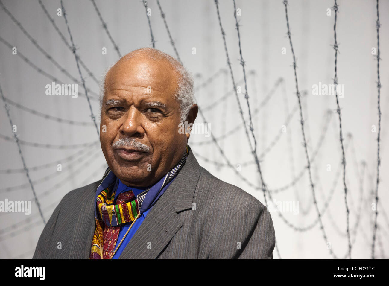 London, UK. 24 November 2014. Artist Melvin Edwards poses with his ...