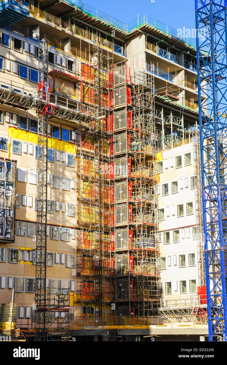 Construction of new apartment block at Stratford, London England United ...