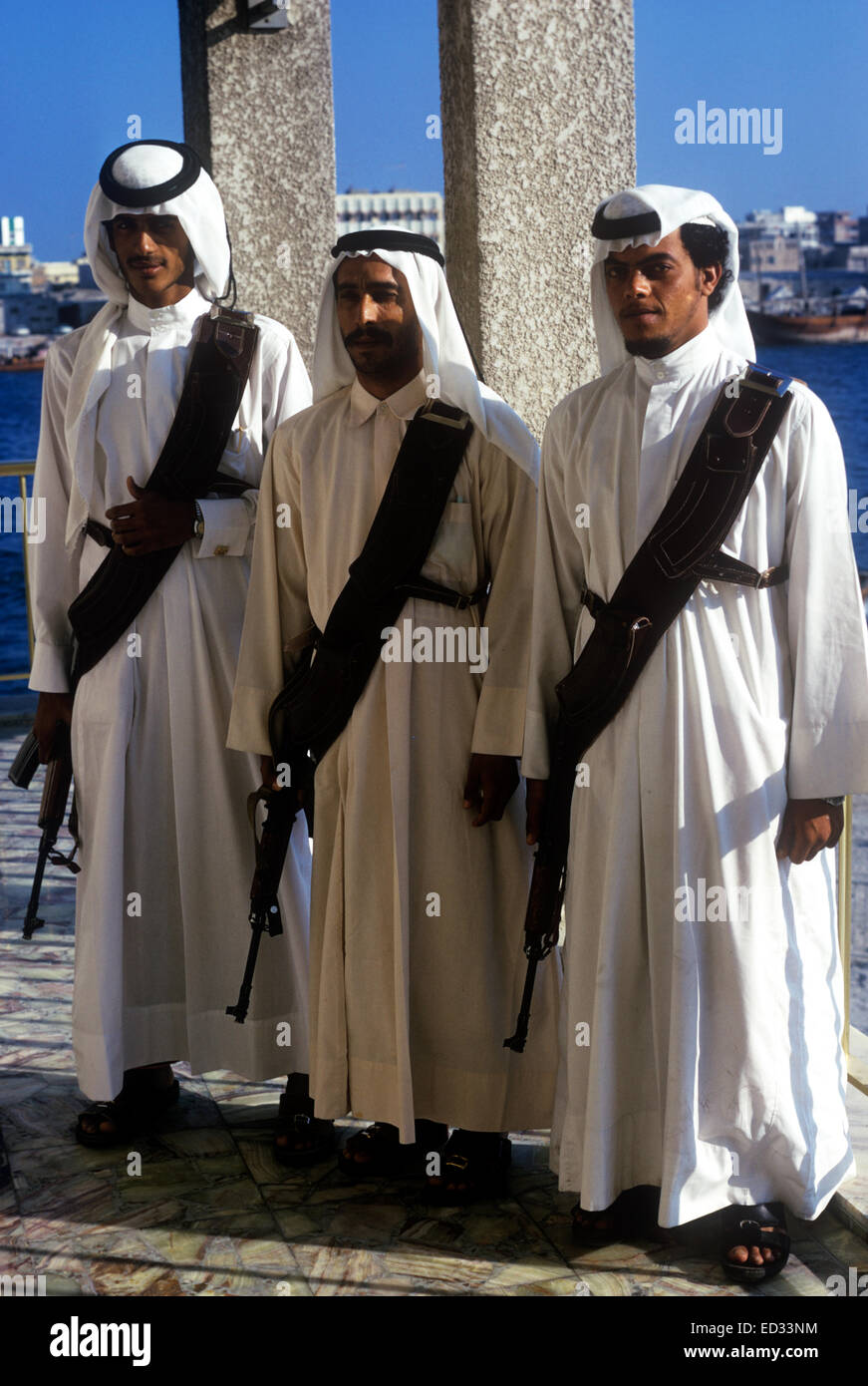 HH Sheikh Rashid's Bedouin bodyguard in Dubai, 1975, UAE Stock Photo ...