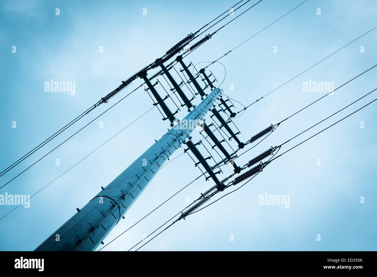 High voltage power lines under sky Stock Photo - Alamy