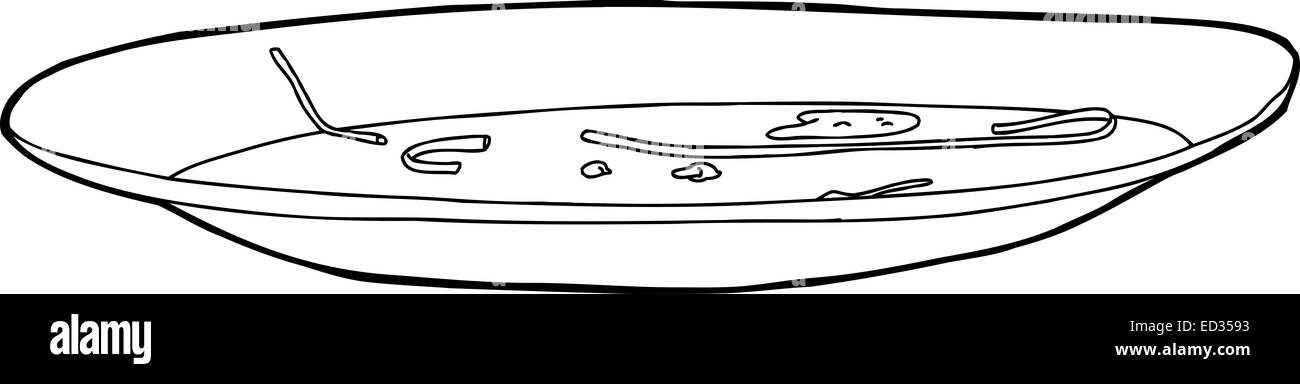 Hand drawn plate of finished plate of spaghetti dinner Stock Photo - Alamy