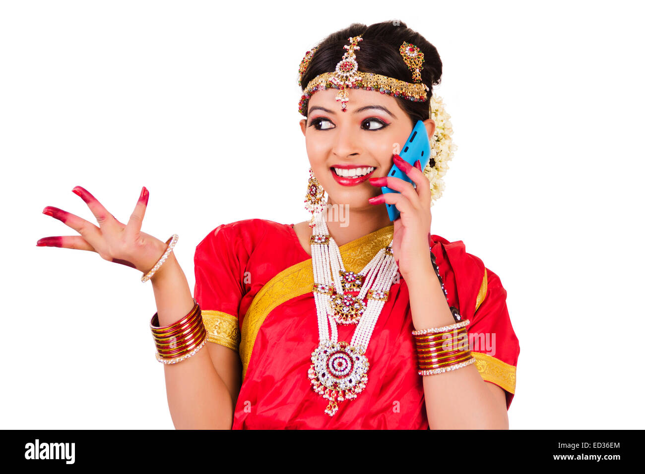 1 indian South Indian lady talking phone Stock Photo - Alamy