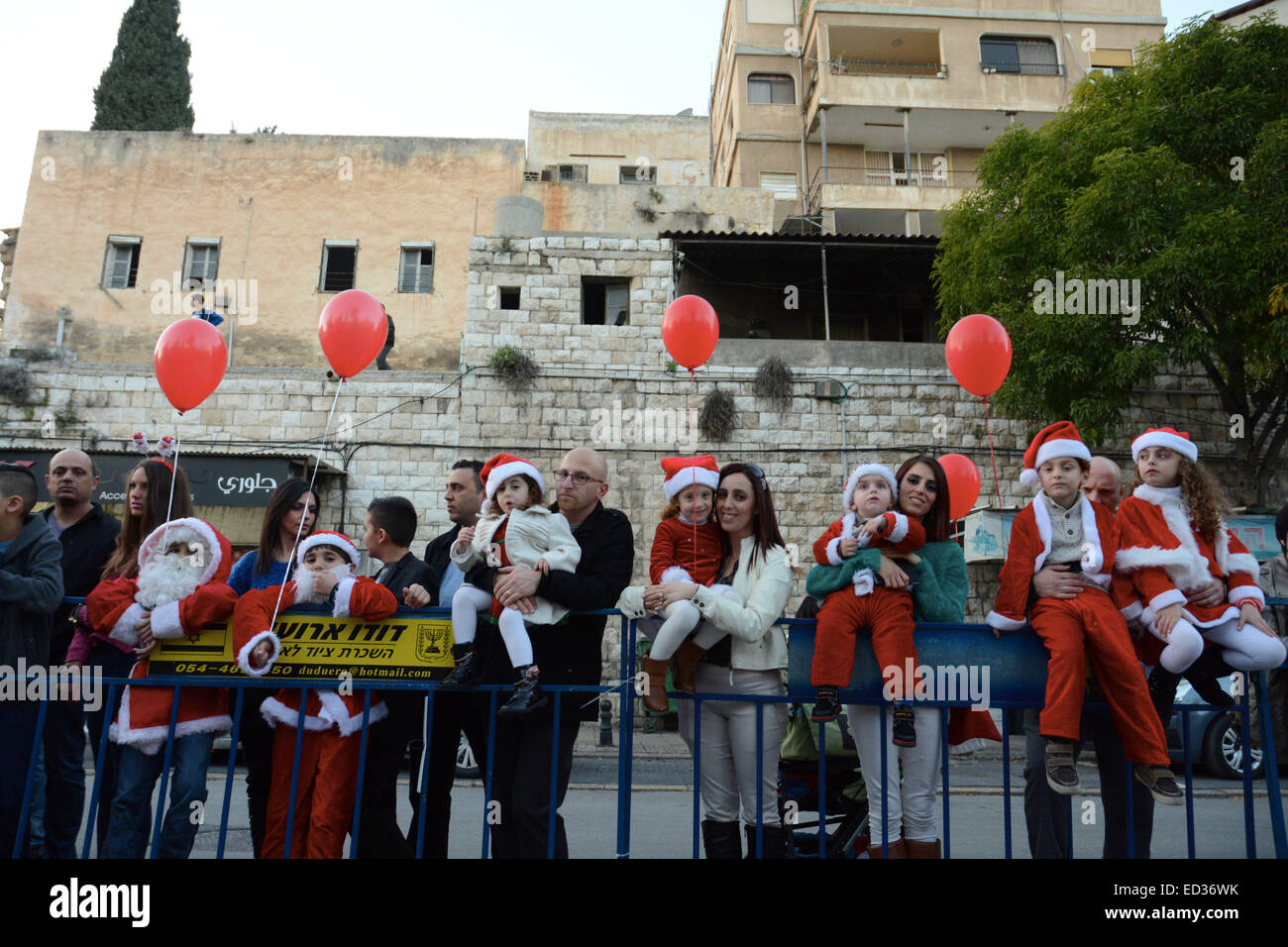 Christmas parade in Nazareth. Christmas Eve is much celebrated in ...
