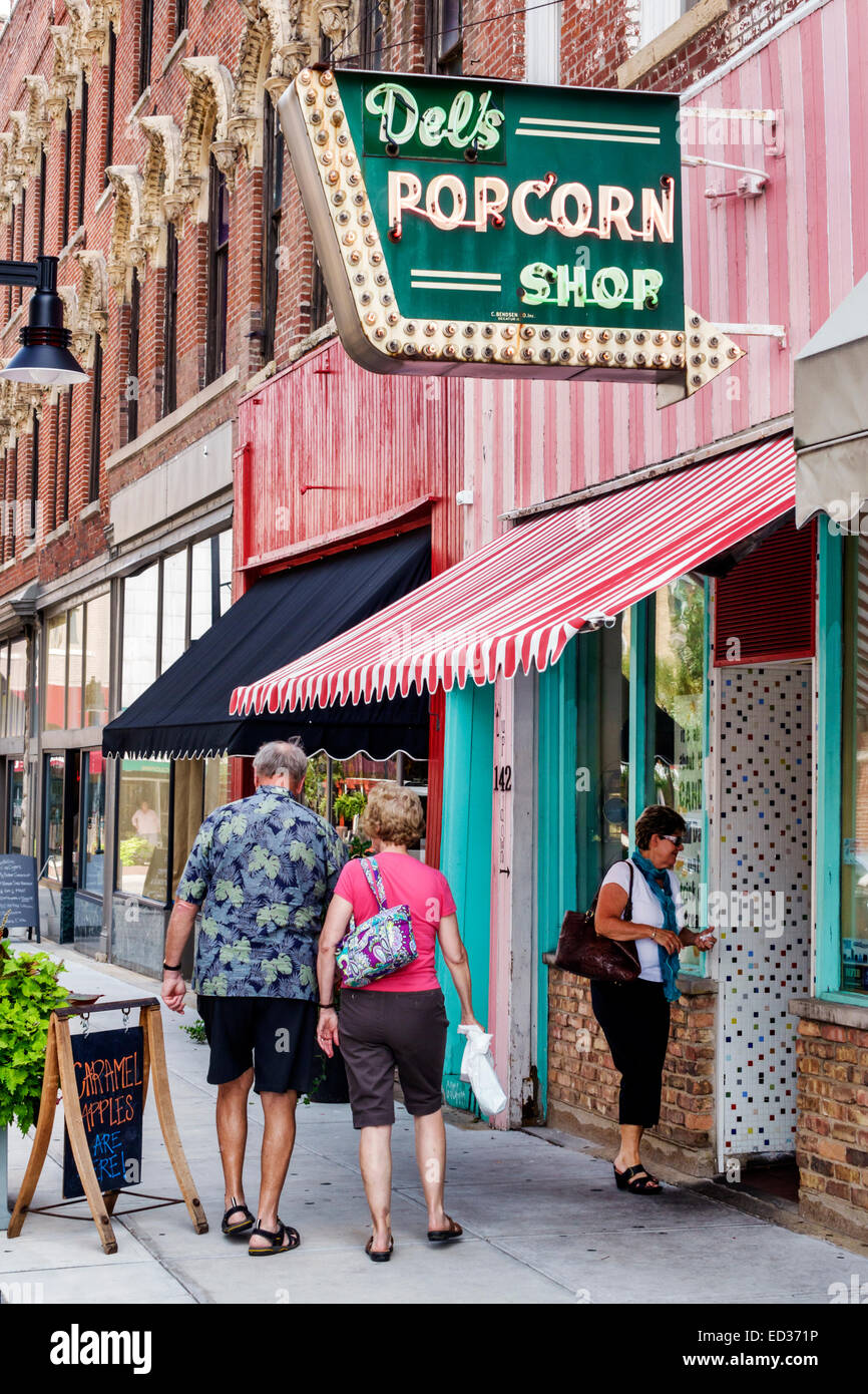 Illinois,Midwest,Decatur,North Street,downtown,buildings,Del's Popcorn ...