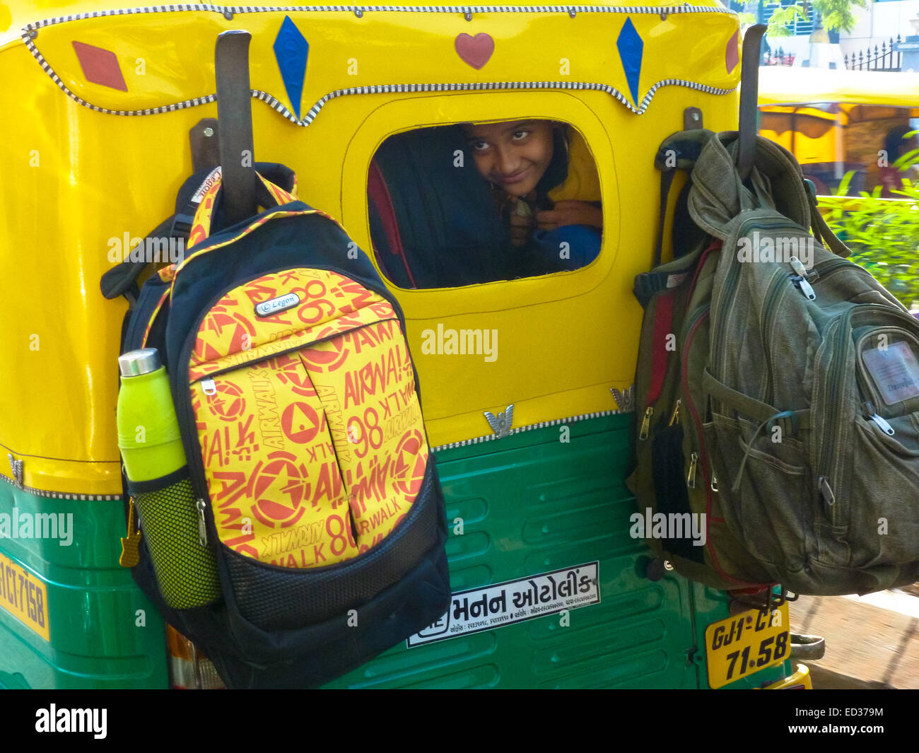 school rickshaw with schoolboys in ahmedabad in india Stock Photo - Alamy