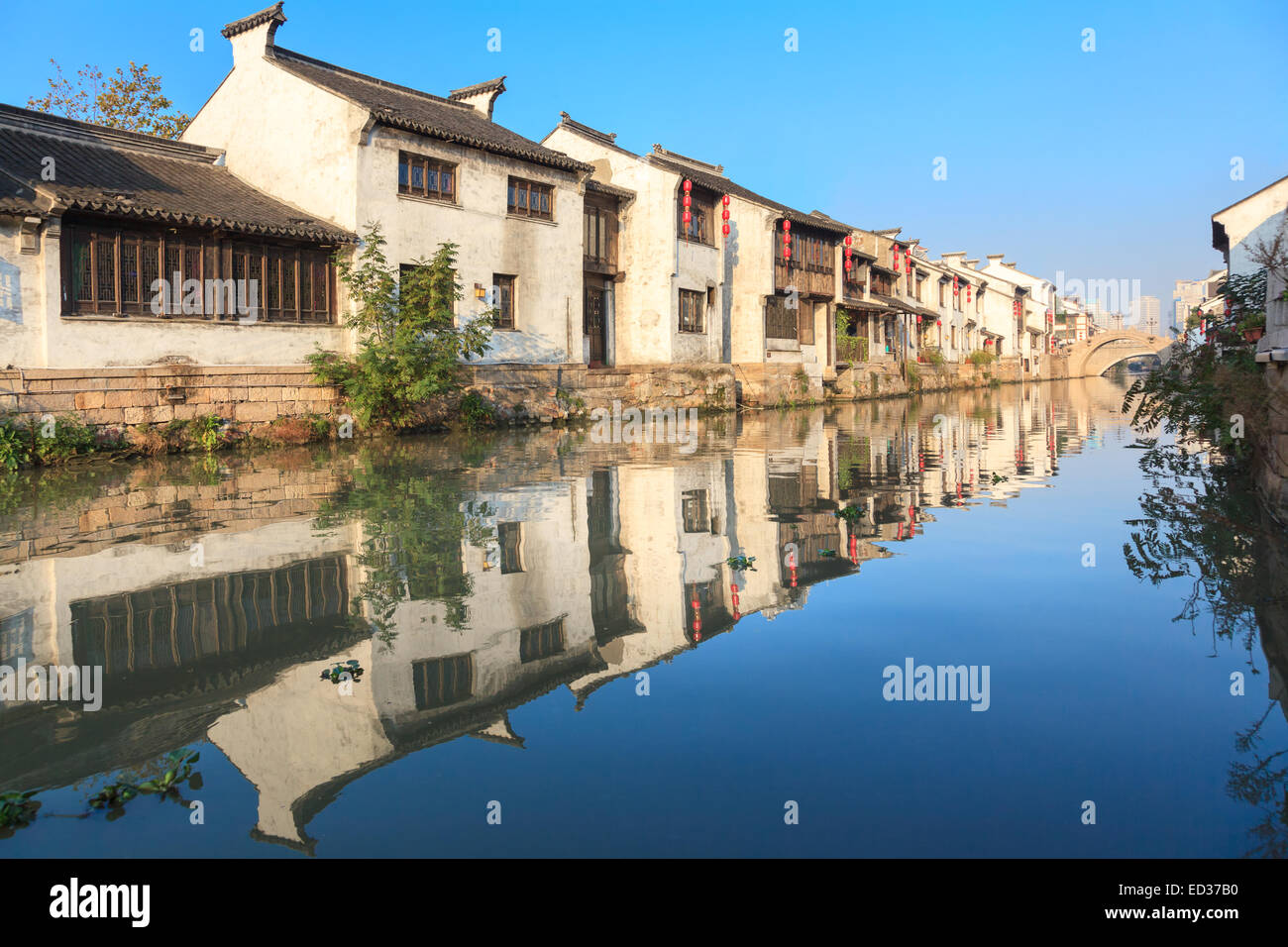 An old Chinese traditional town by the Grand canal,suzhou,jiangsu,China ...