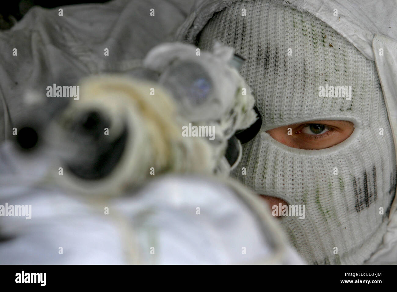 Camouflage sniper, Soldier special forces of Czech army in white ...