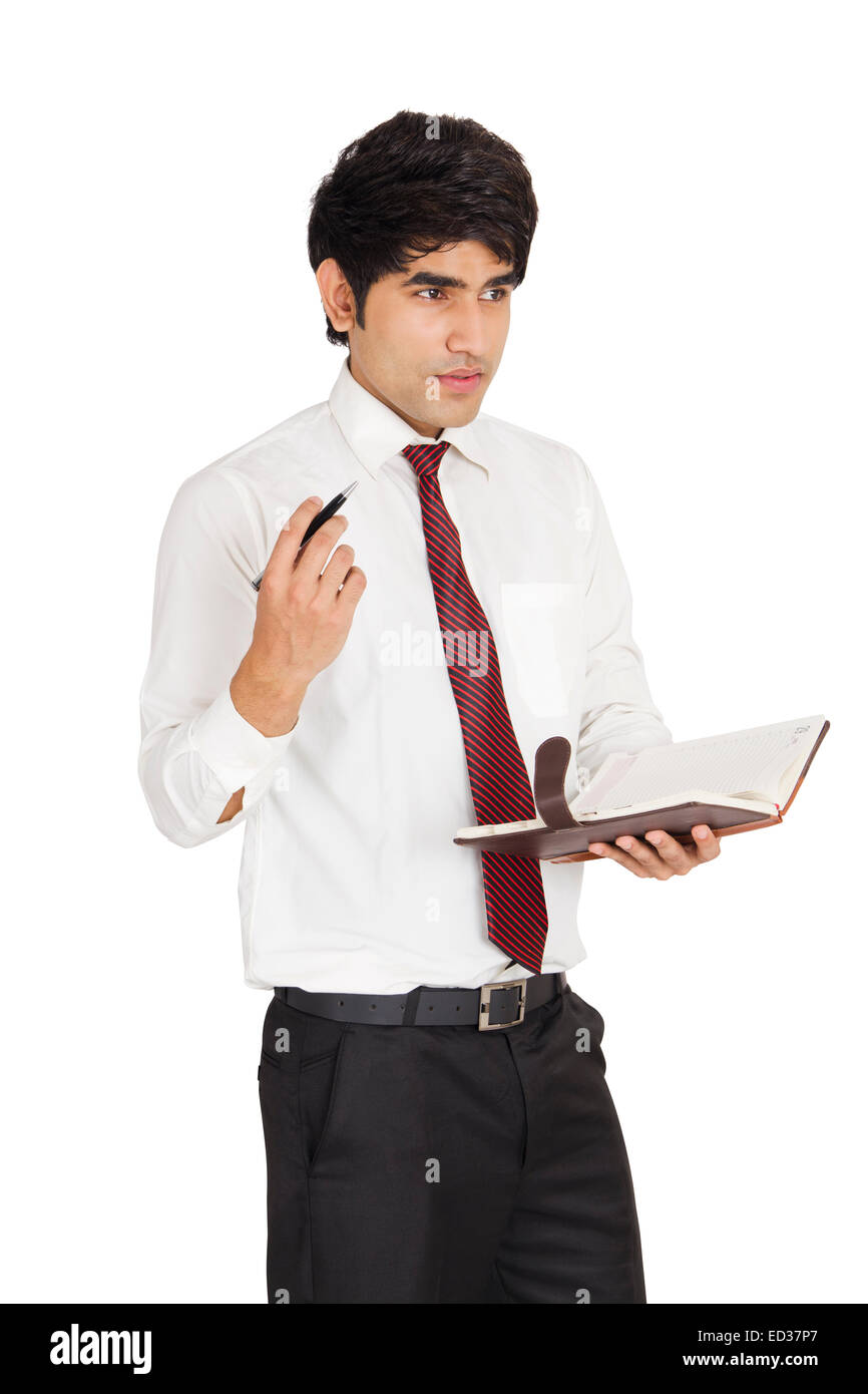 1 indian Business Man Writing Diary Stock Photo - Alamy