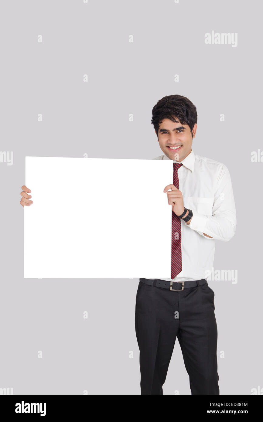 1 indian Business Man showing Message Board Stock Photo - Alamy