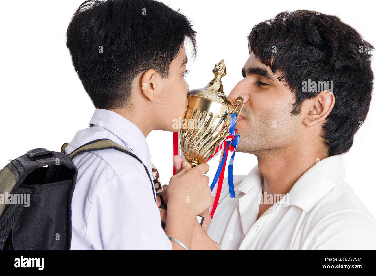 indian father and son Victory Trophy Stock Photo - Alamy