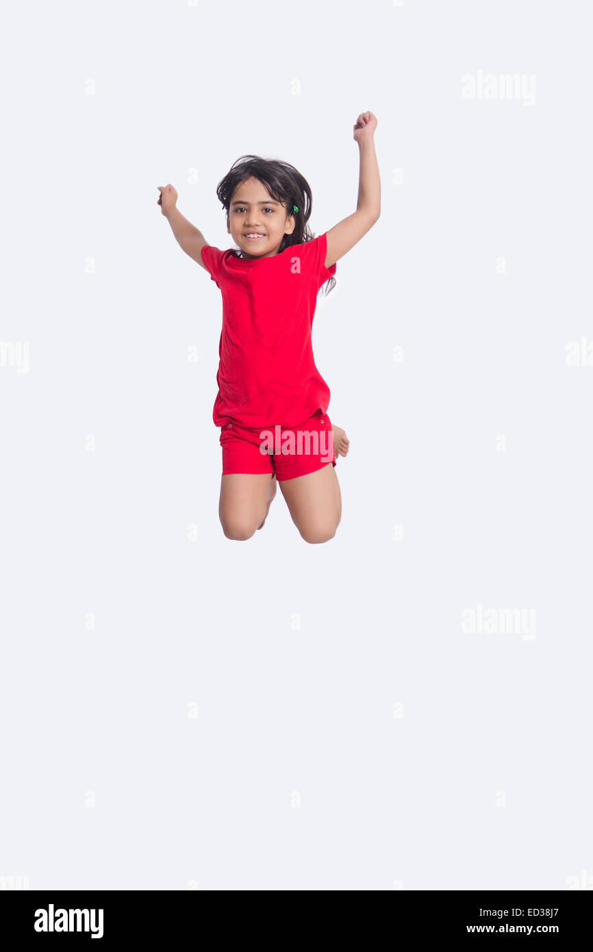 1 indian child girl Jumping fun Stock Photo - Alamy