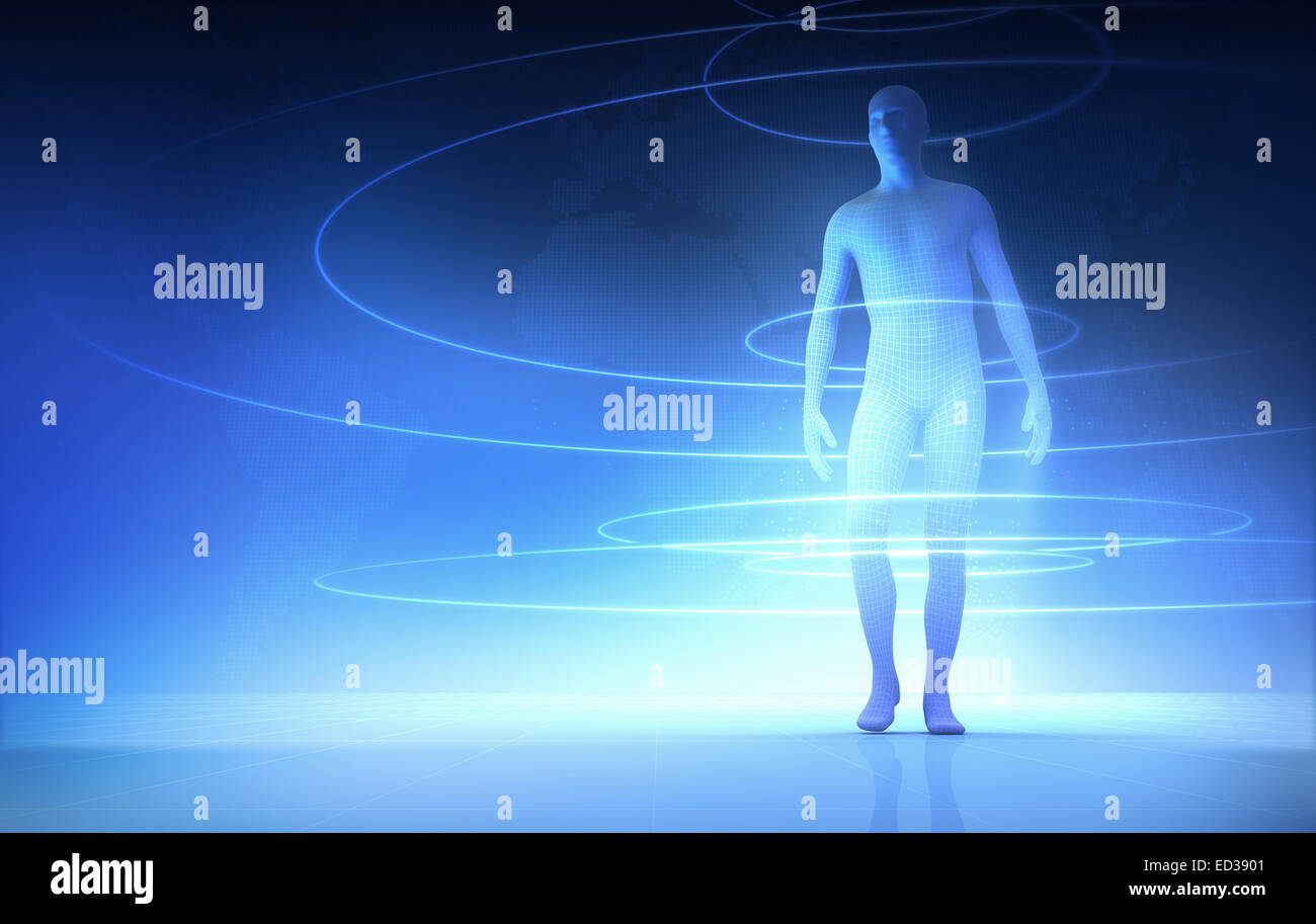 3d Human in the cyberspace Stock Photo - Alamy