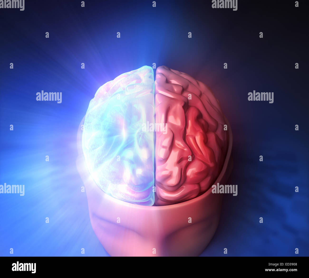 Human brain with glow and light Stock Photo - Alamy