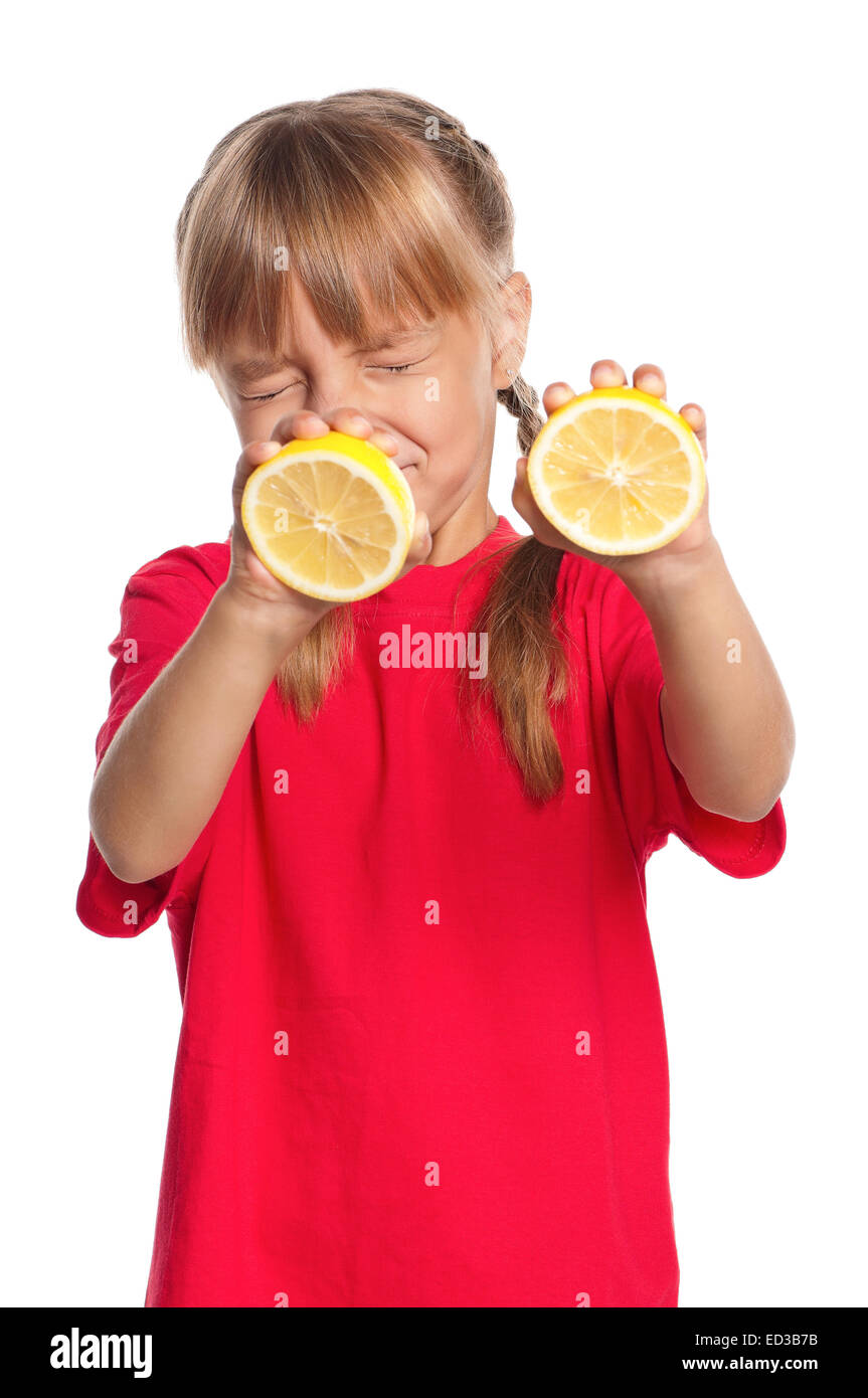Little girl with lemon Stock Photo - Alamy