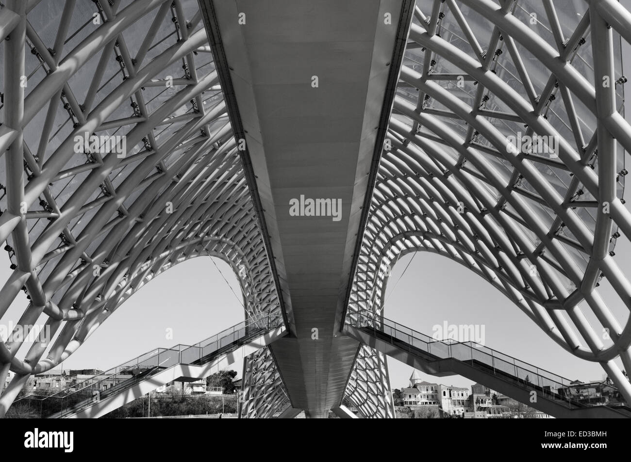 This is a modern symmetrical bridge in Tbilisi (Georgia Stock Photo - Alamy