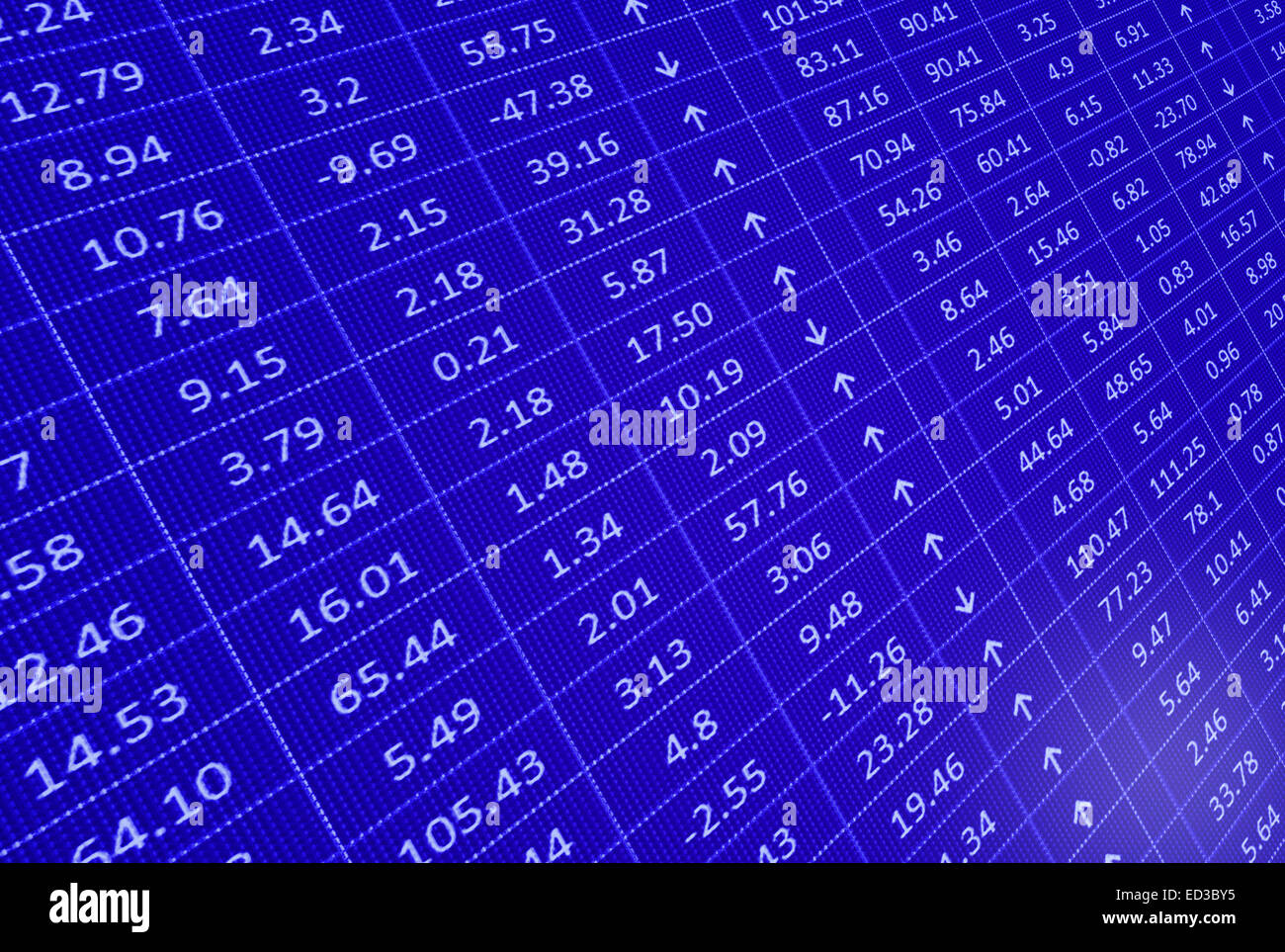 stock market display with figures in blue color Stock Photo - Alamy