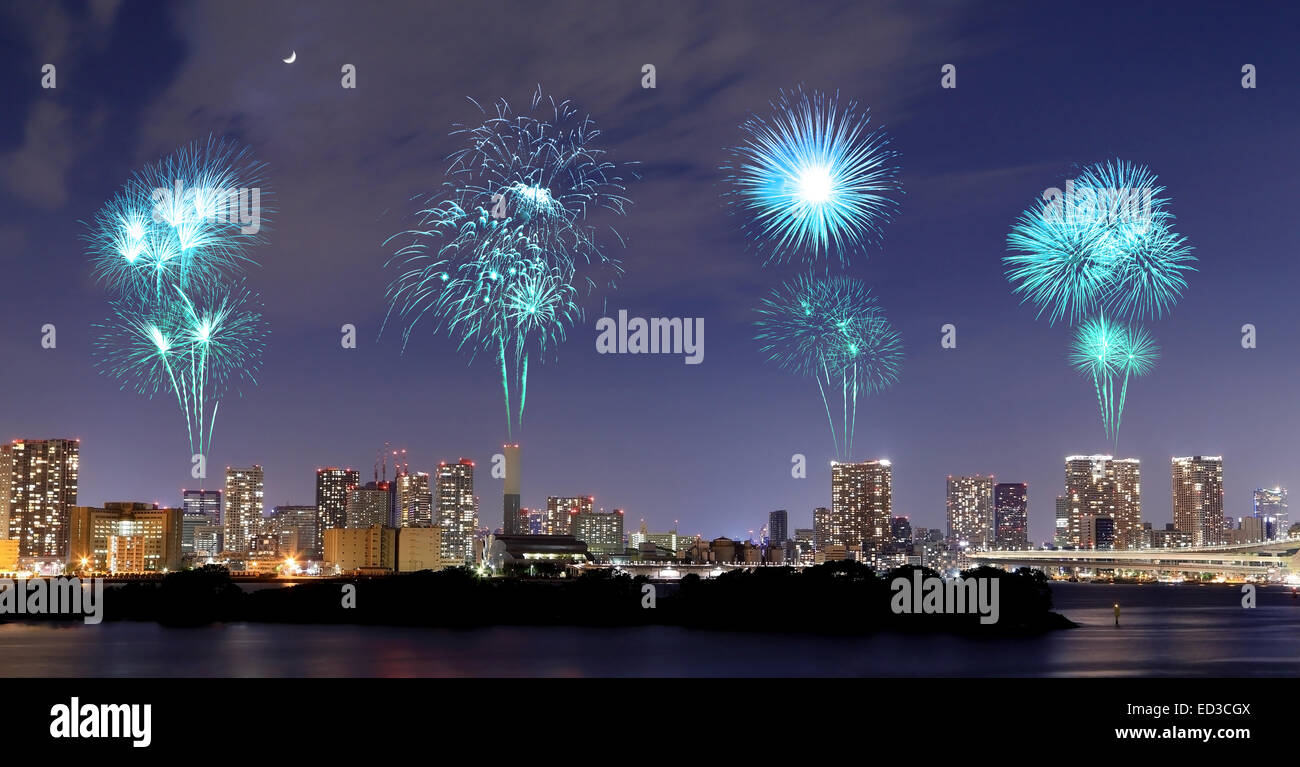 Beautiful night aerial fireworks view hi-res stock photography and ...