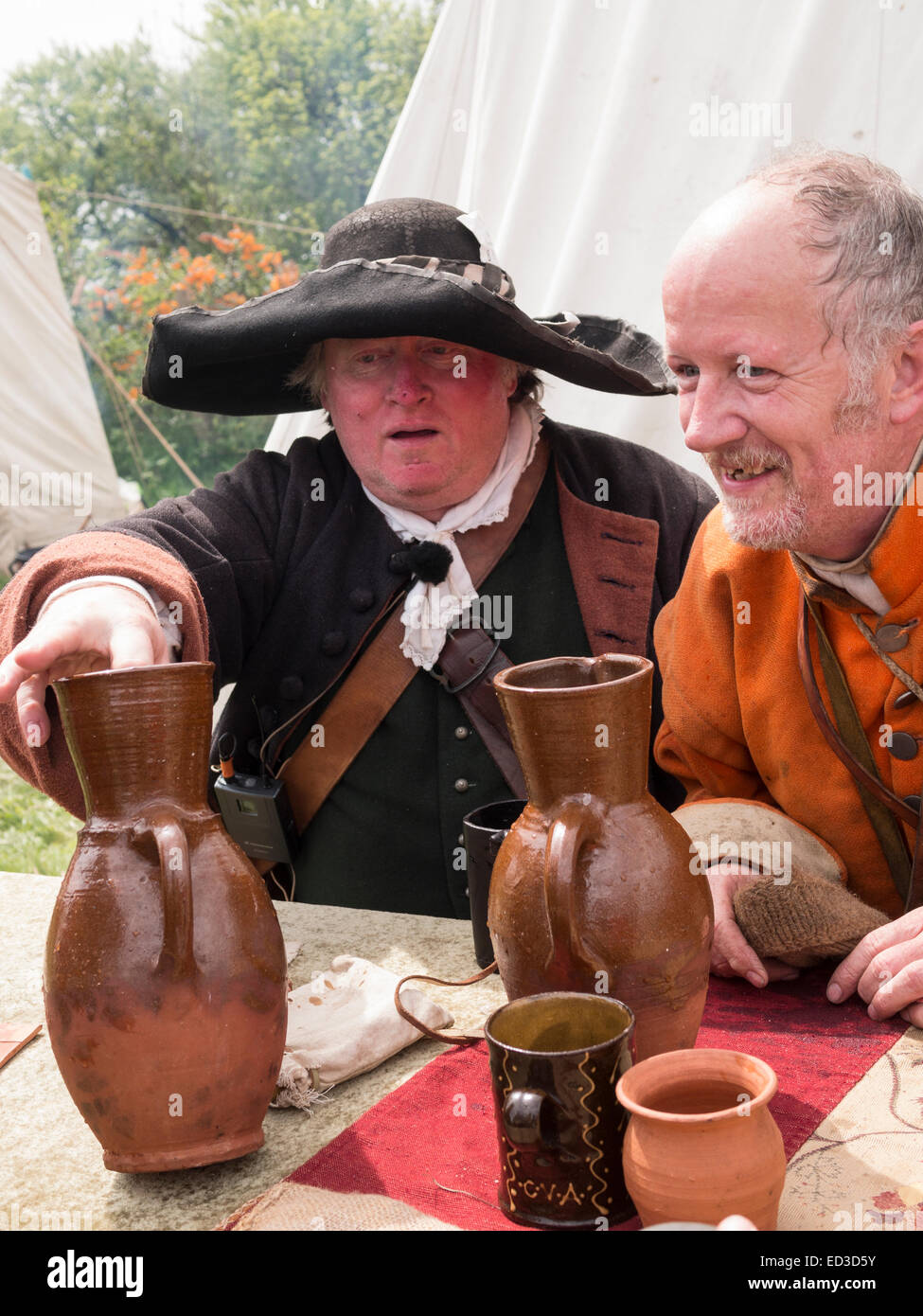 Actors perform wearing Stuart era, the 17th century, (reign of king ...