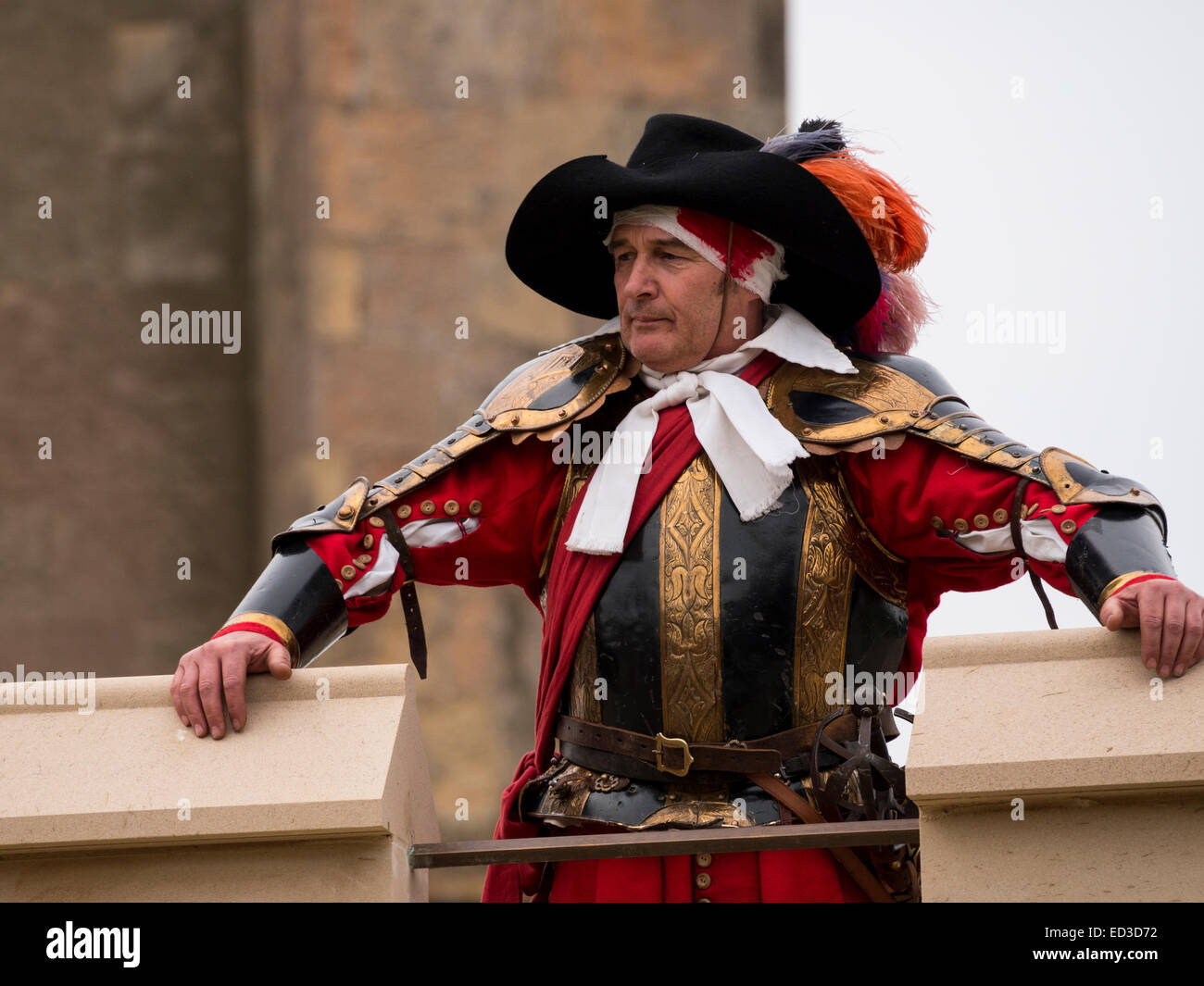 Actors perform wearing Stuart era, the 17th century, (reign of king ...