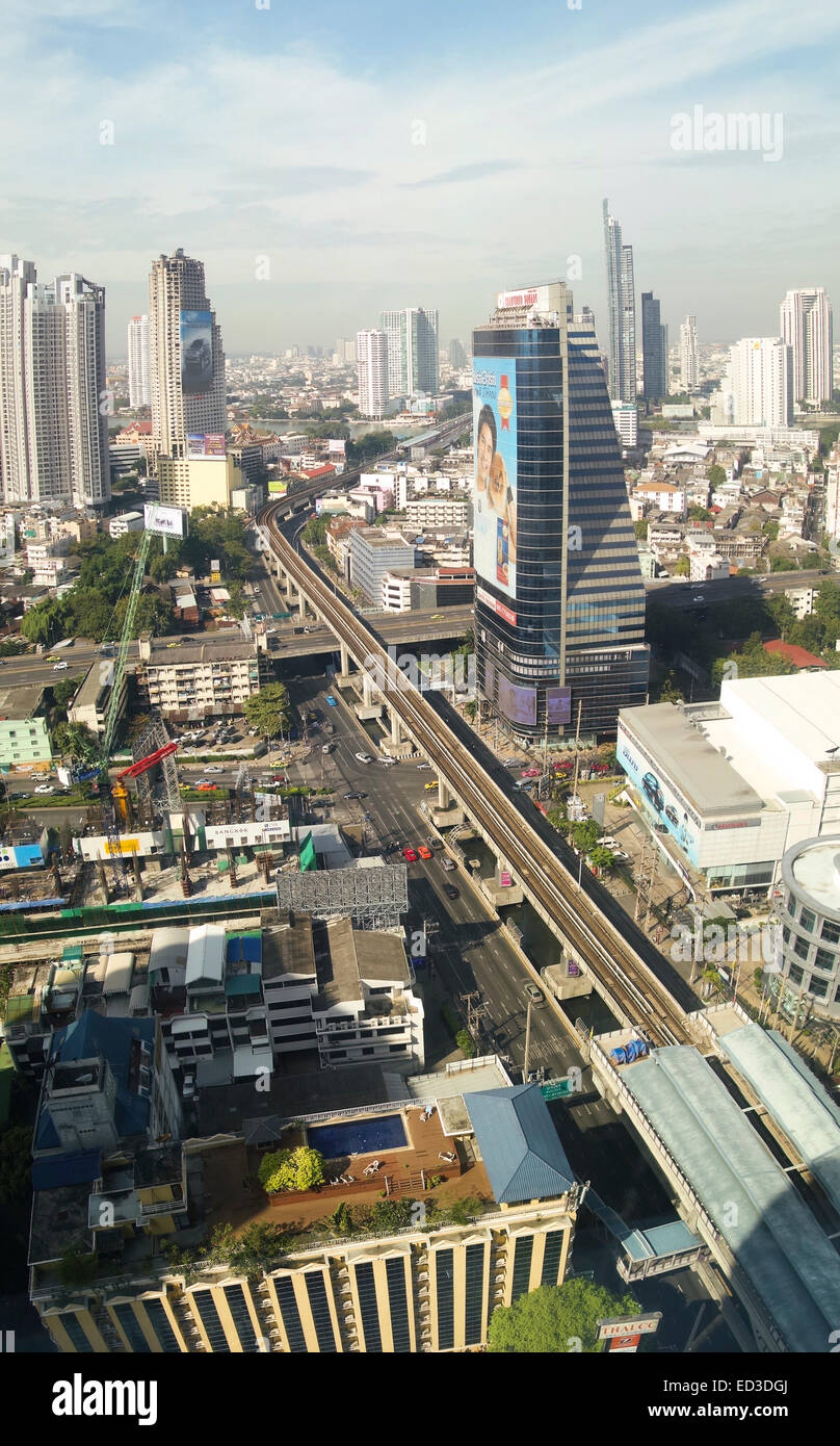 Bangkok city, skyline, BTS Skytrain station, Thailand. South-east Asia ...