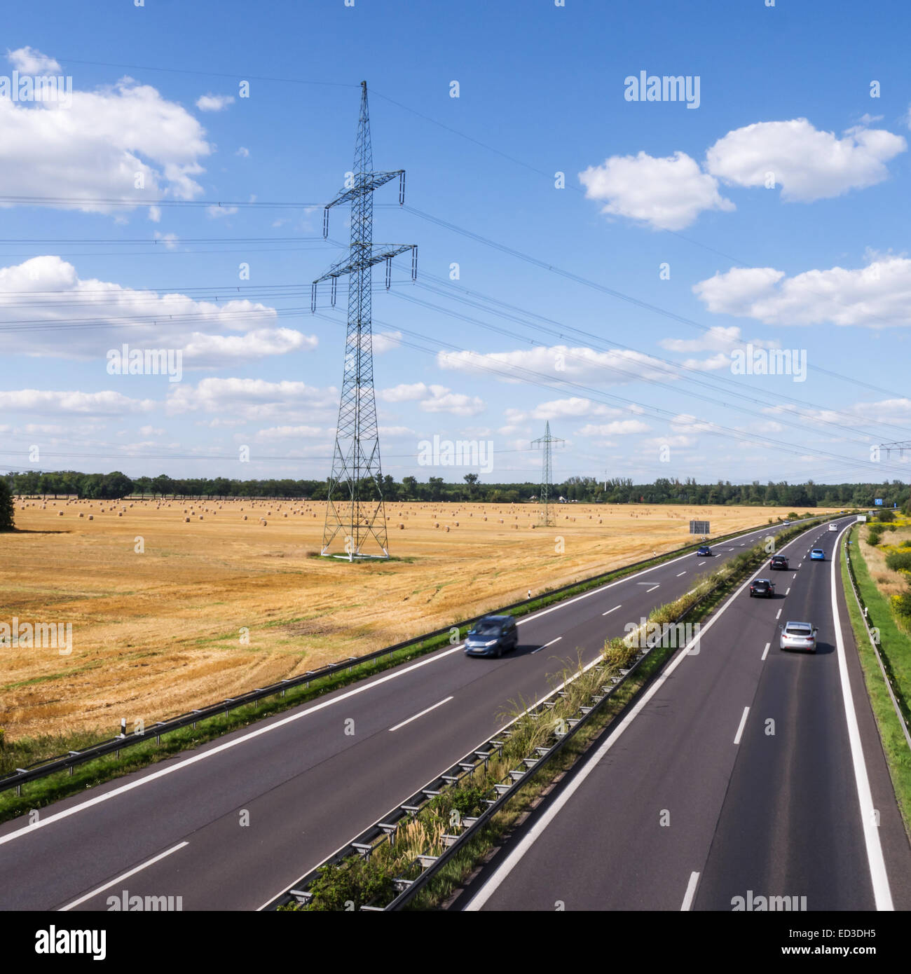 highway in landscape in summer and few cars Stock Photo - Alamy