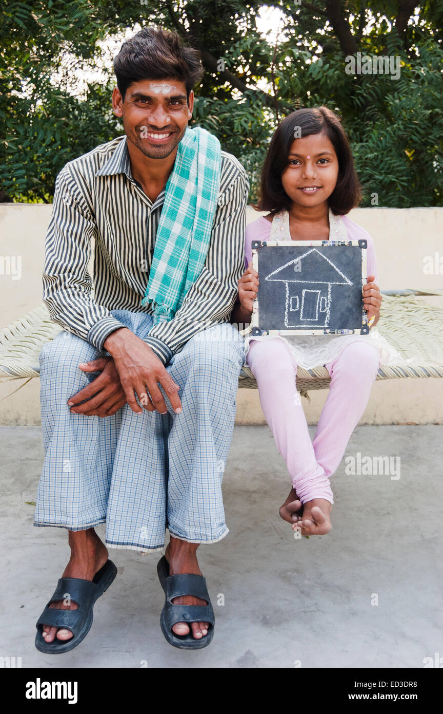 indian rural father and Daughter Study Stock Photo - Alamy