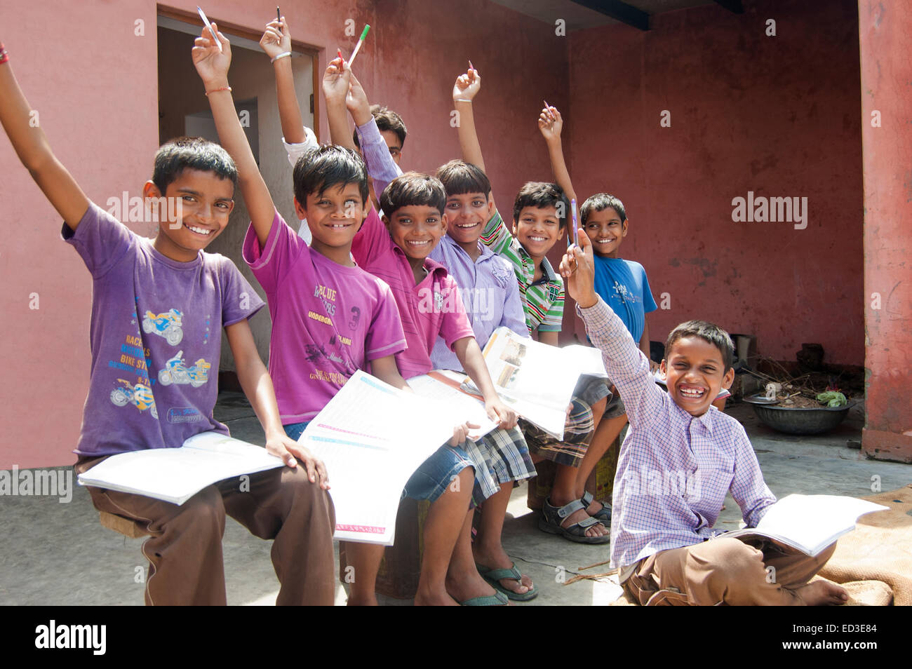 indian rural Children group Students Study Stock Photo - Alamy