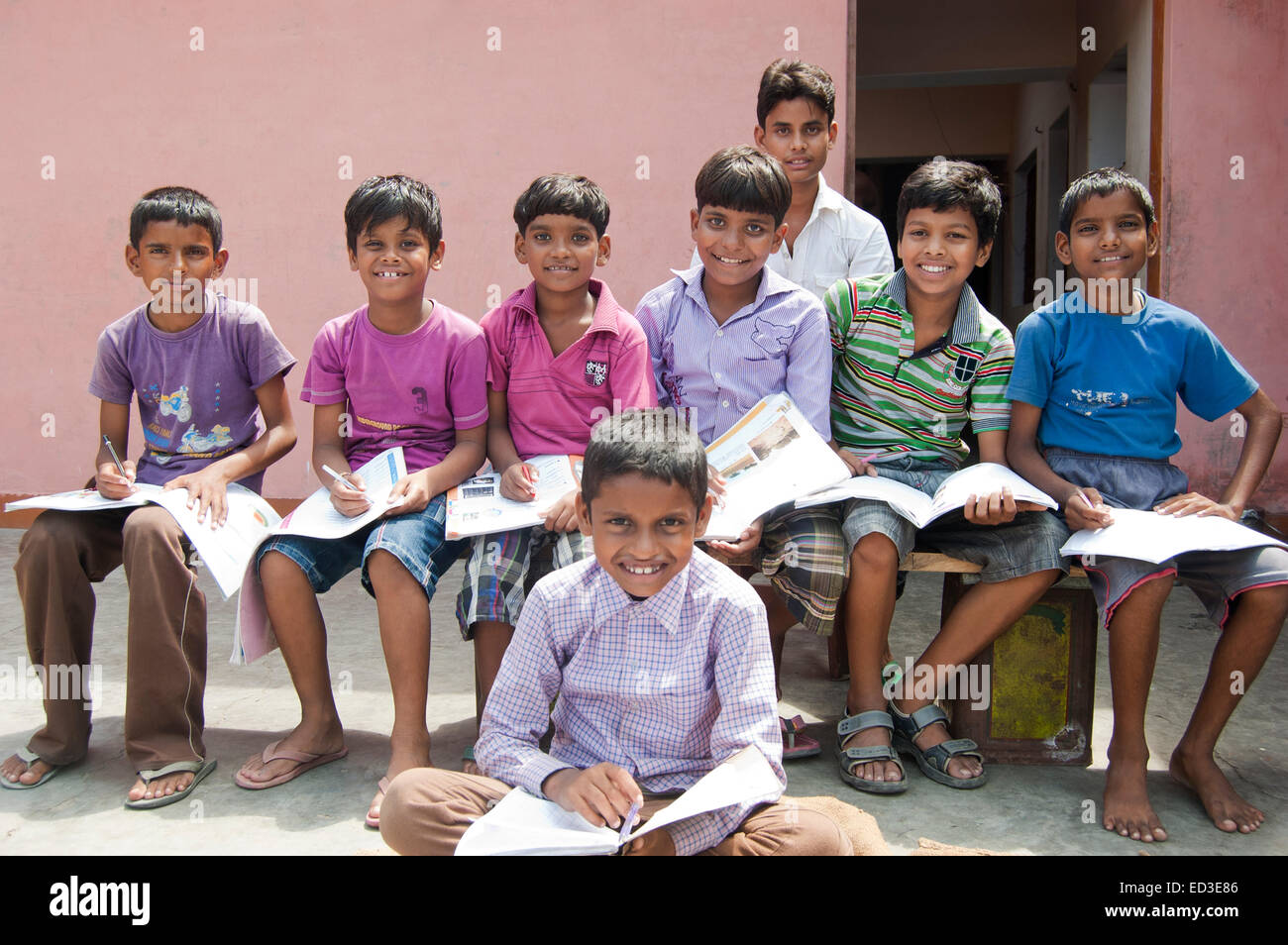 indian rural Children group Students Study Stock Photo - Alamy